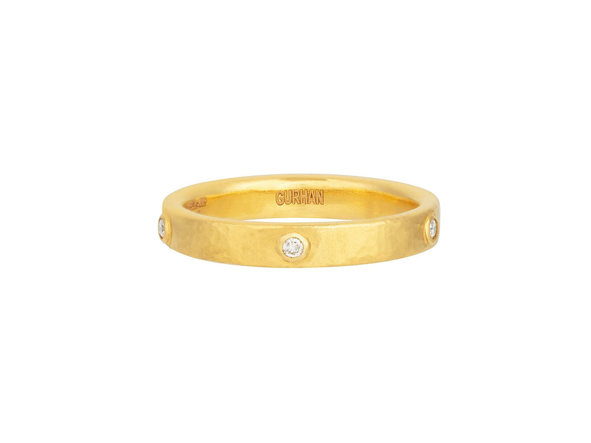 GURHAN Bridal 22K Gold Diamond Band Ring, 3.25mm Wide, 5-Gemstone
