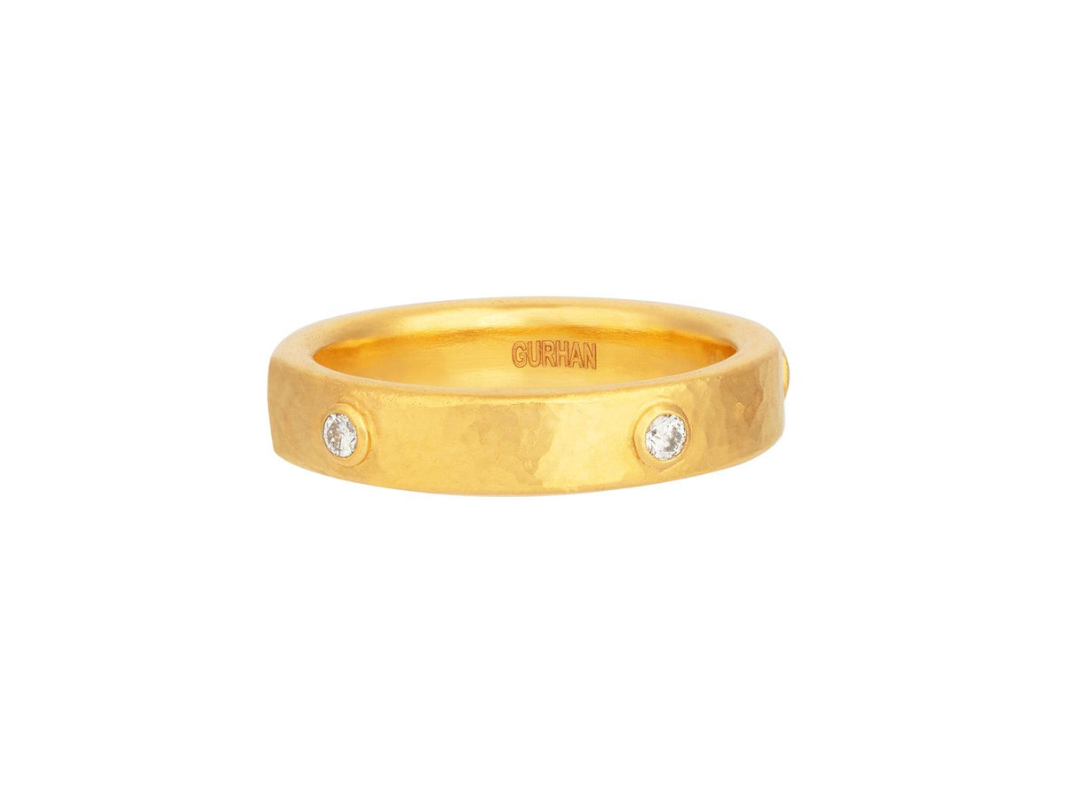 GURHAN Bridal 22K Gold Diamond Band Ring, 4.25mm Wide, 5-Gemstone