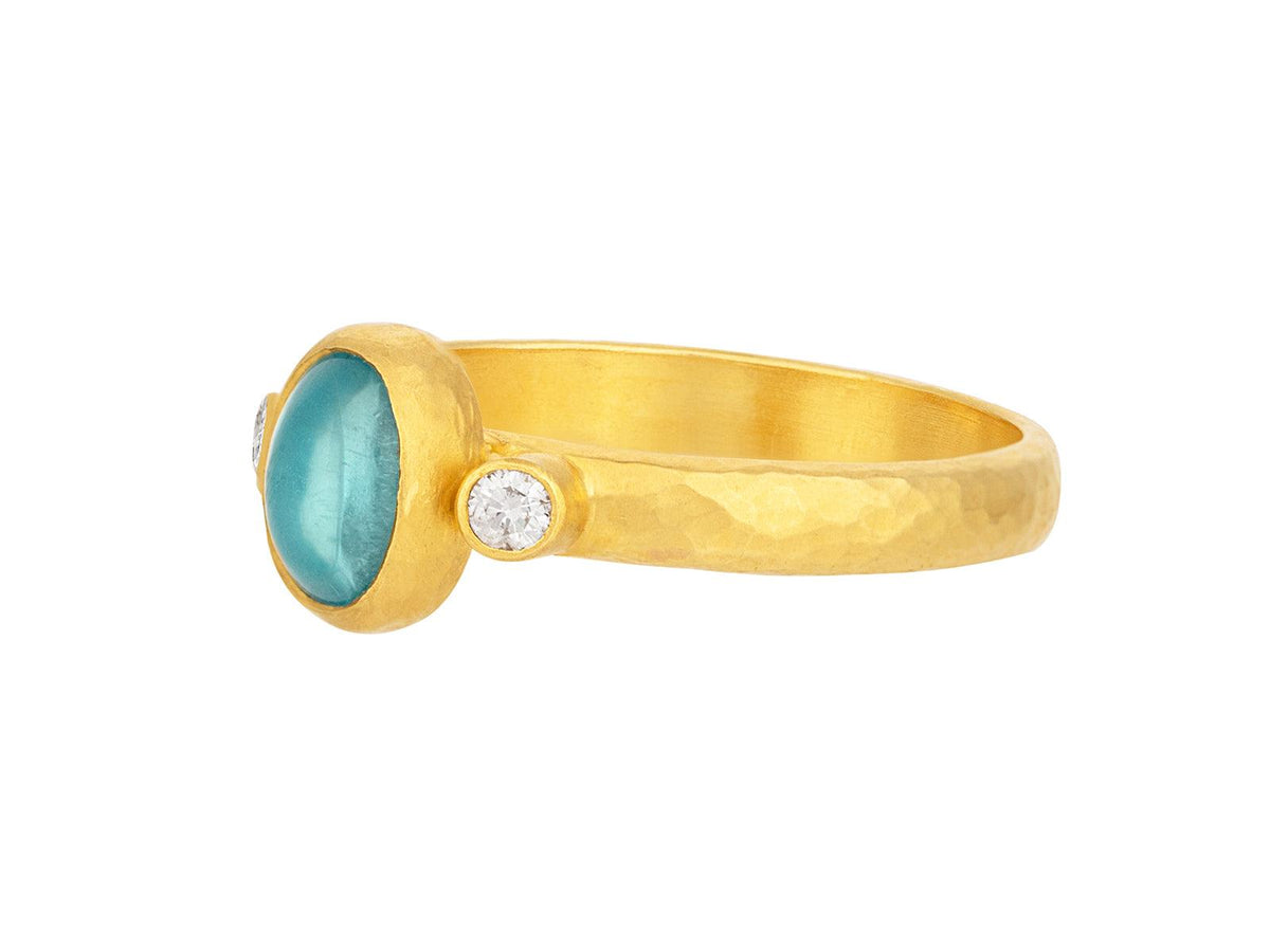 GURHAN Rune One-of-a-Kind 24K Gold Apatite Stacking Ring, 7x5mm Oval